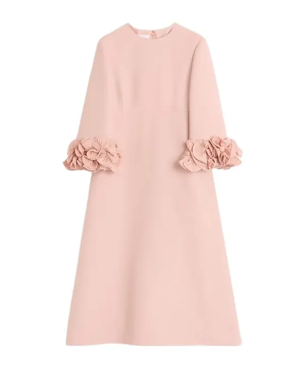 Valentino Garavani Crepe Couture Midi Dress With Ruffle Detail