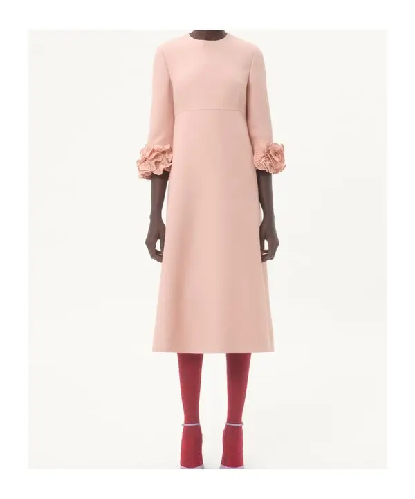 Valentino Garavani Crepe Couture Midi Dress With Ruffle Detail