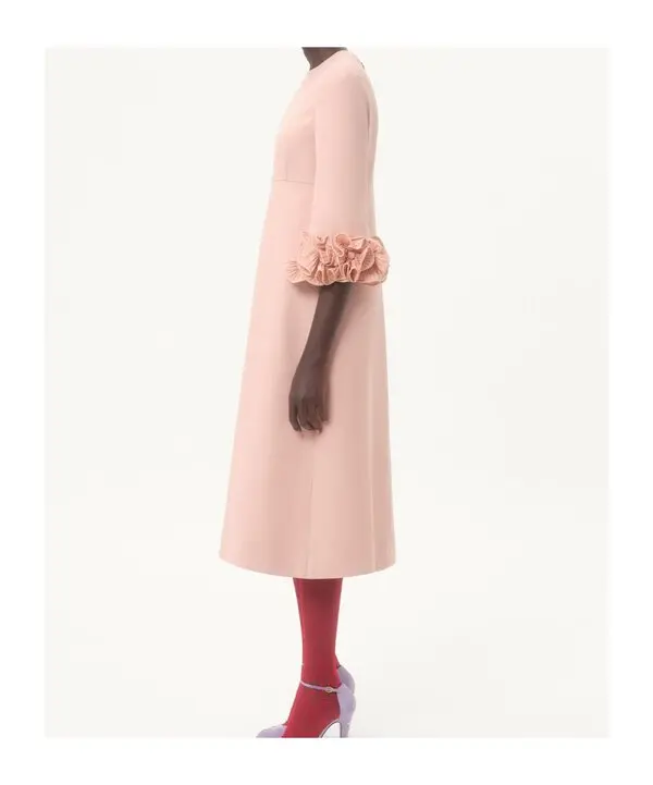 Valentino Garavani Crepe Couture Midi Dress With Ruffle Detail