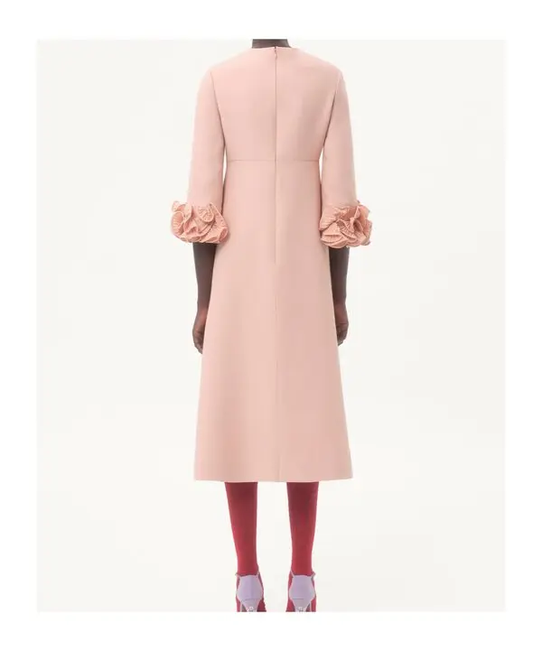 Valentino Garavani Crepe Couture Midi Dress With Ruffle Detail