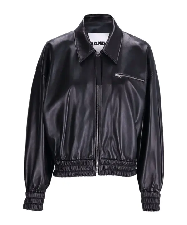 JIL SANDER Cropped Zip-up Jacket - Black