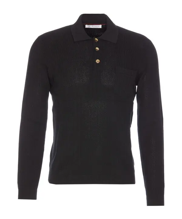 Brunello Cucinelli Honeycomb Stitch Knitted Polo Shirt