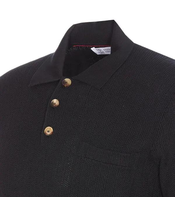 Brunello Cucinelli Honeycomb Stitch Knitted Polo Shirt