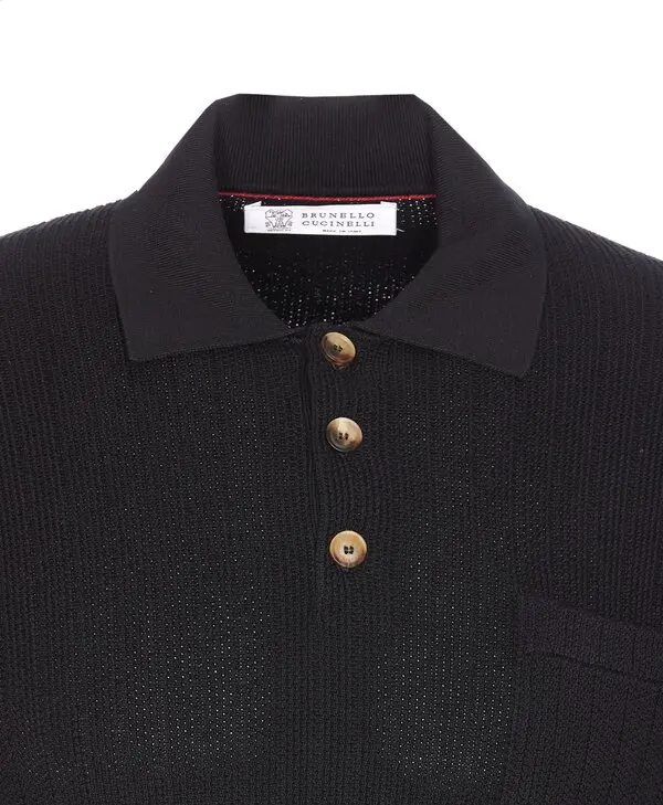 Brunello Cucinelli Honeycomb Stitch Knitted Polo Shirt