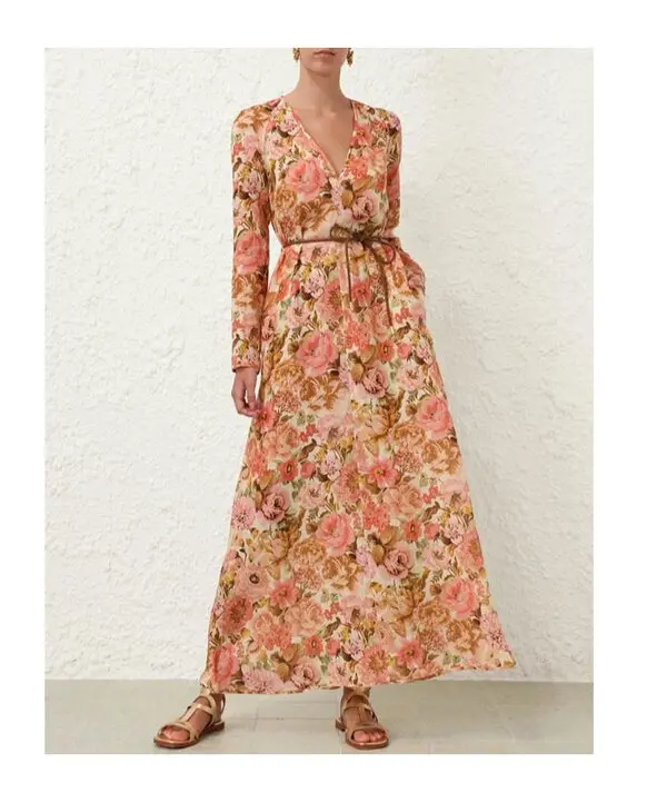 Zimmermann Floral Print Plunge Maxi Dress