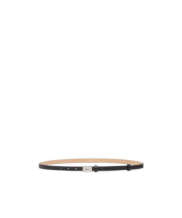 Max Mara Logo Engraved Leather Belt - Black