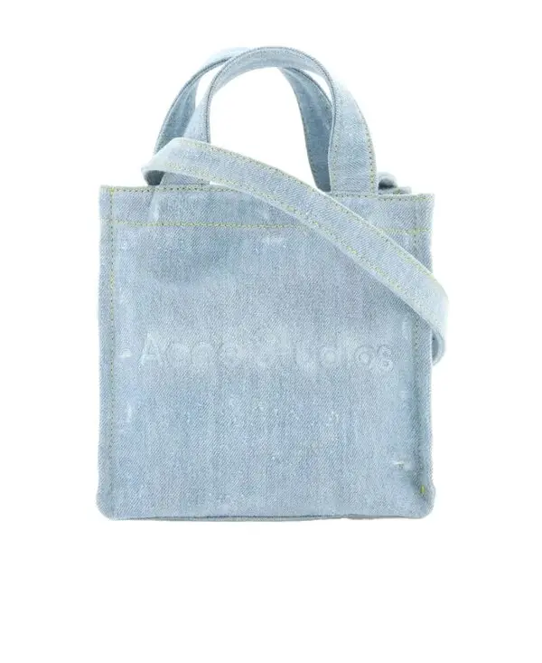 Acne Studios Logo Embossed Denim Tote Bag - Blue