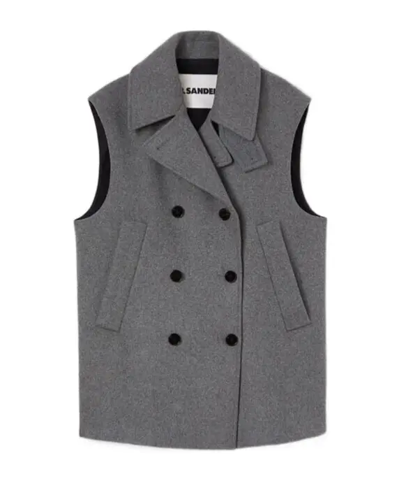 JIL SANDER Double-breasted Vest With Wide Lapels - Pebble