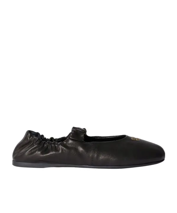 Miu Miu Logo-embroidered Ballet Flats - Black