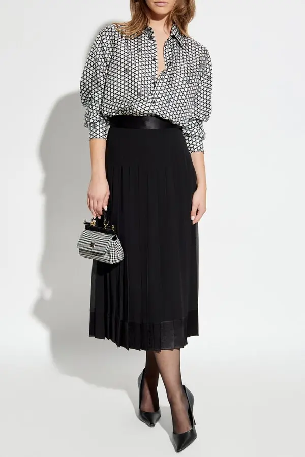 Dolce & Gabbana Pleated Midi Skirt With Belted Waist