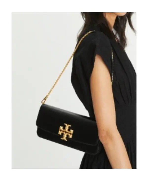 Tory Burch Eleanor Logo Plaque Clutch Bag - Black