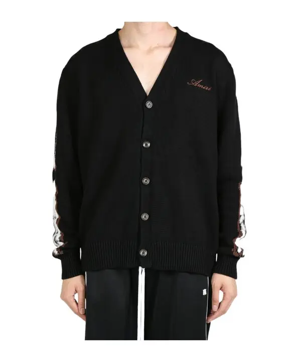 Amiri Leopard Bones Knitted Cardigan