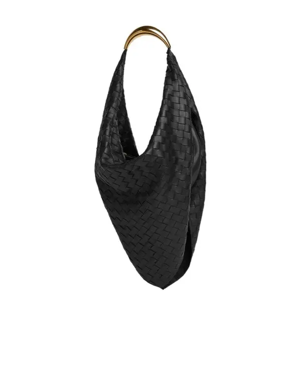 Bottega Veneta Woven Leather Shoulder Bag With Metal Handle