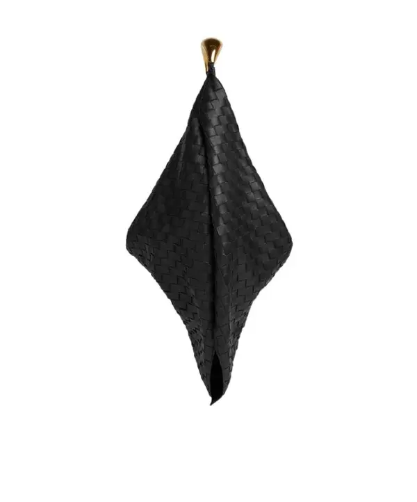 Bottega Veneta Woven Leather Shoulder Bag With Metal Handle