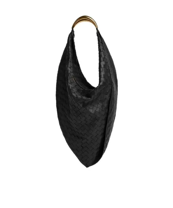 Bottega Veneta Woven Leather Shoulder Bag With Metal Handle
