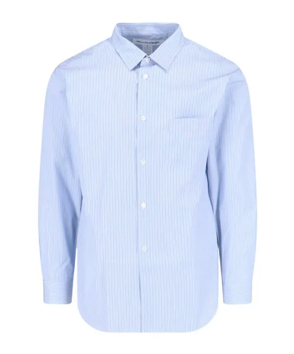 Comme Des Garçons Striped Long-sleeved Shirt - Blue