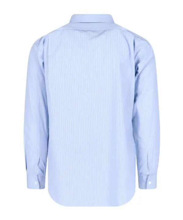 Comme Des Garçons Striped Long-sleeved Shirt - Blue