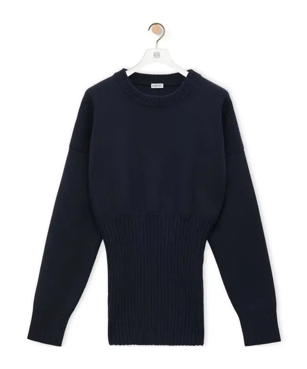 Loewe Dropped Shoulder Knitted Jumper - Navy Blue