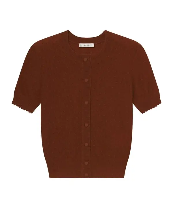 FRAME Short Sleeve Cardigan - Chestnuts