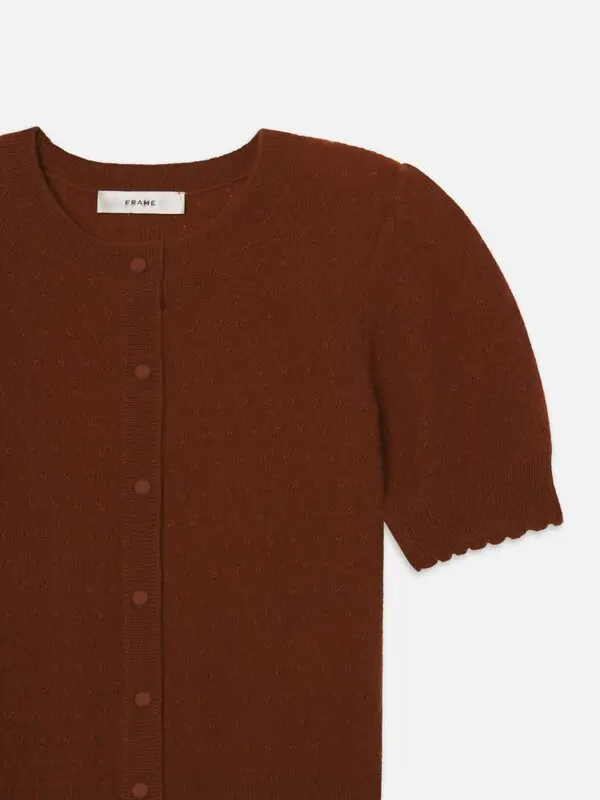 FRAME Short Sleeve Cardigan - Chestnuts