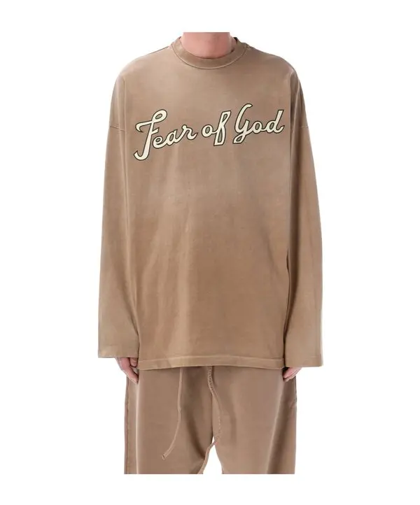 Fear Of God Long Sleeve T-shirt With Dual-sided Print - Brown