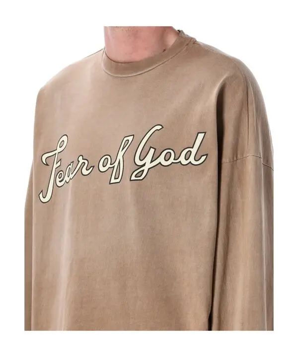 Fear Of God Long Sleeve T-shirt With Dual-sided Print - Brown