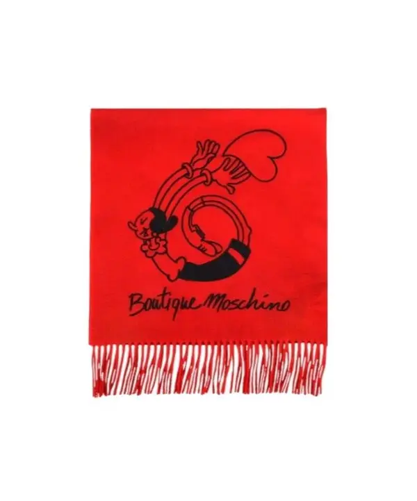 Moschino Fringed Scarf - Red