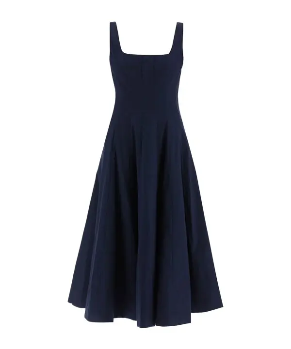 Staud Wells Pleated Corset-waist Long Dress - Black