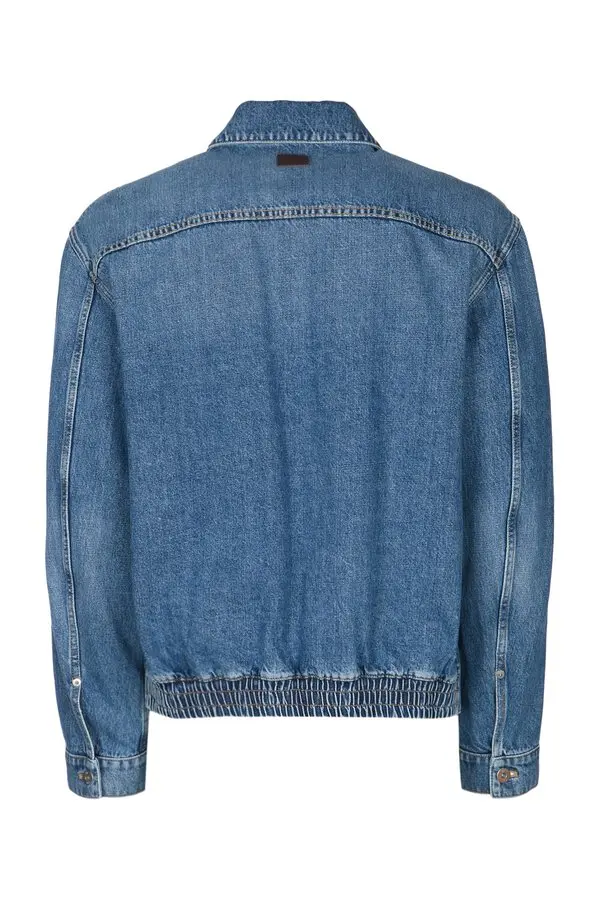 Dior Zip-up Denim Jacket With Wide Collar