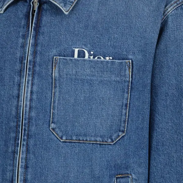 Dior Zip-up Denim Jacket With Wide Collar