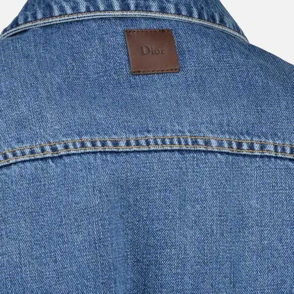 Dior Zip-up Denim Jacket With Wide Collar