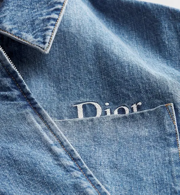 Dior Zip-up Denim Jacket With Wide Collar