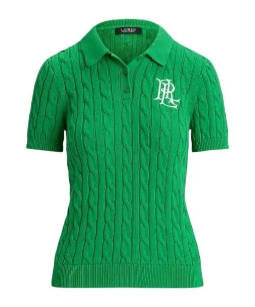 Ralph Lauren Short Sleeve Polo Shirt With Ribbed Details - Green