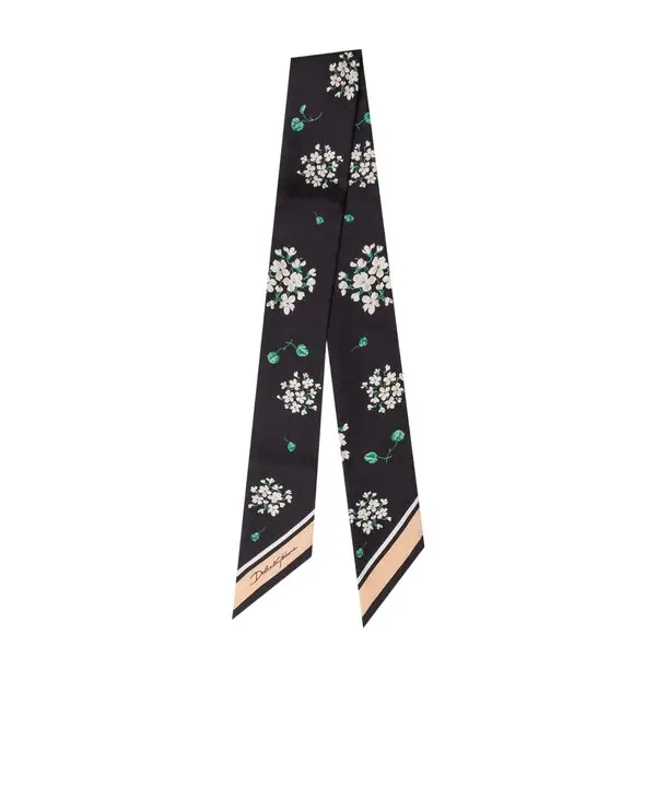 Dolce & Gabbana Dolce Gabbana Floral Print Silk Scarf - Black