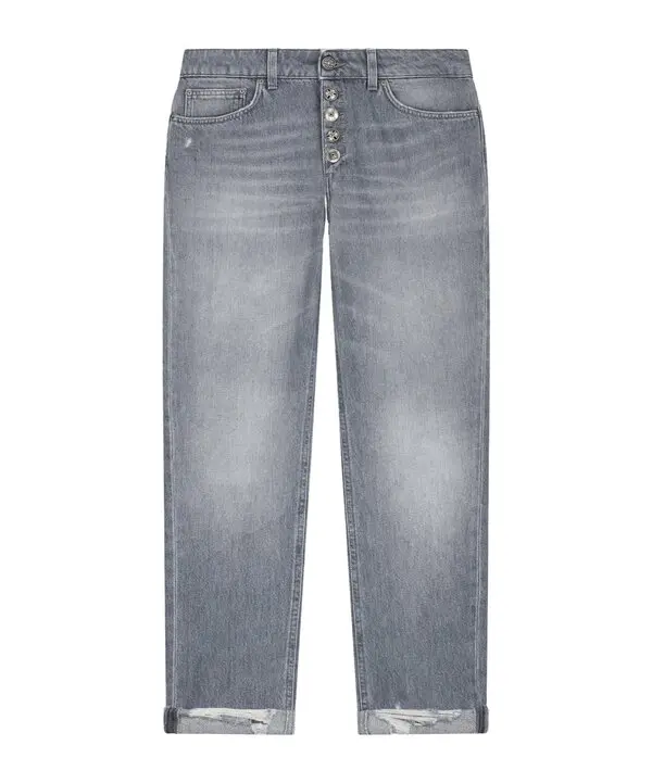 DONDUP Five-pocket Distressed Hem Jeans - Gray