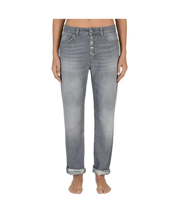 DONDUP Five-pocket Distressed Hem Jeans - Gray