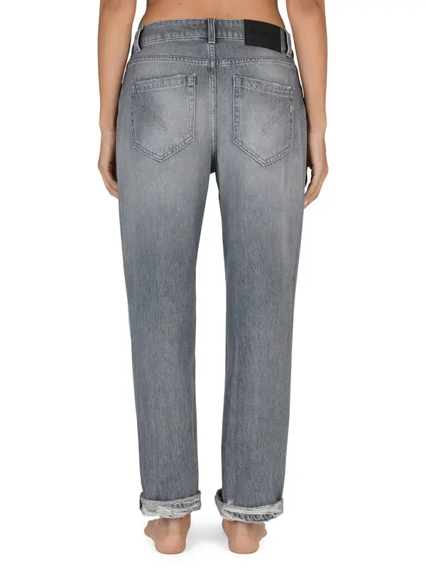DONDUP Five-pocket Distressed Hem Jeans - Gray