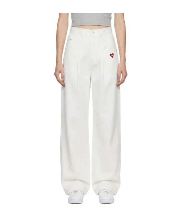 Marissa Chiara Heart Embroidered Wide-leg Casual Pants