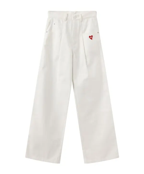 Marissa Chiara Heart Embroidered Wide-leg Casual Pants