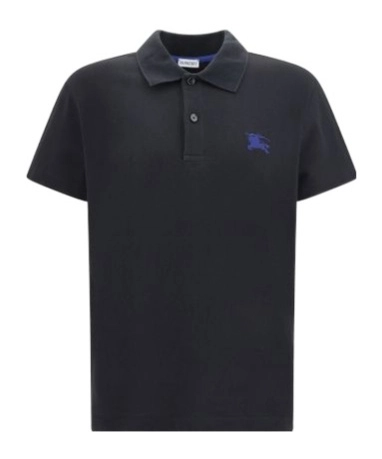 Burberry Logo Embroidered Short Sleeved Polo Shirt - Black