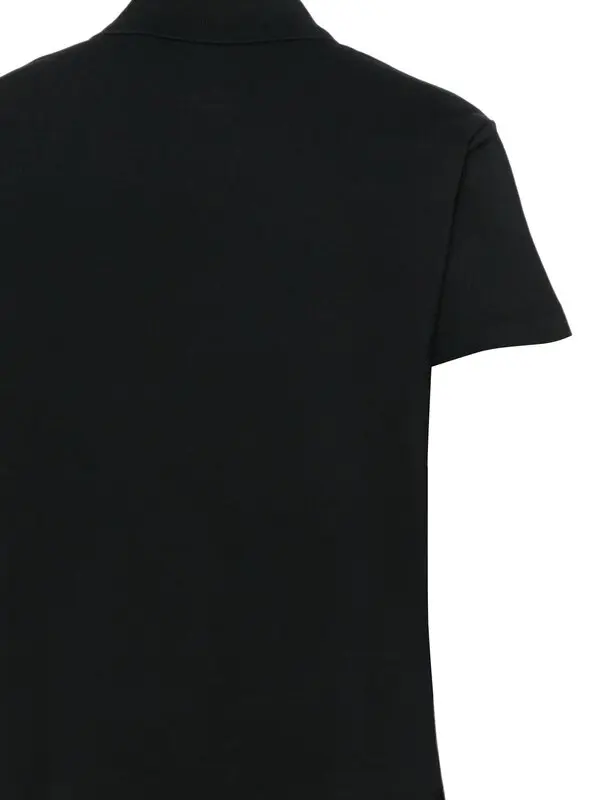 Burberry Logo Embroidered Short Sleeved Polo Shirt - Black