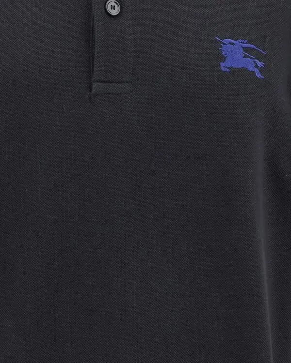 Burberry Logo Embroidered Short Sleeved Polo Shirt - Black