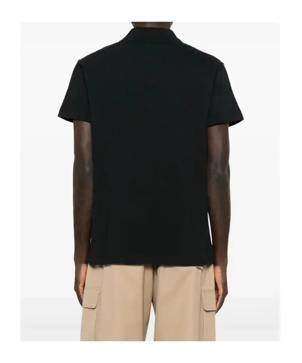 Burberry Logo Embroidered Short Sleeved Polo Shirt - Black