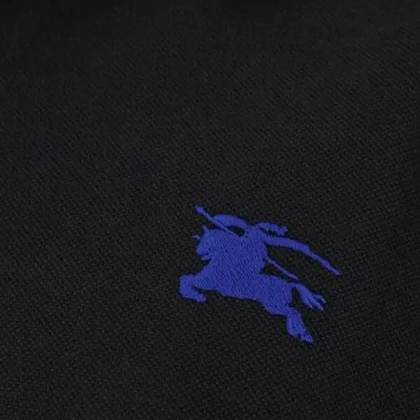 Burberry Logo Embroidered Short Sleeved Polo Shirt - Black
