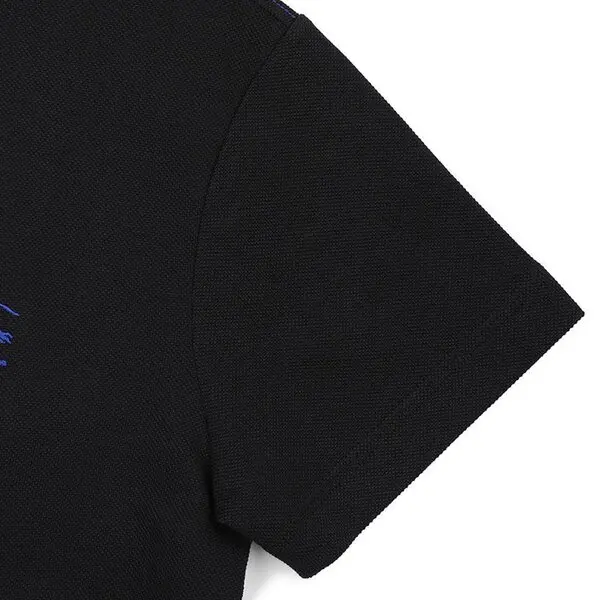 Burberry Logo Embroidered Short Sleeved Polo Shirt - Black