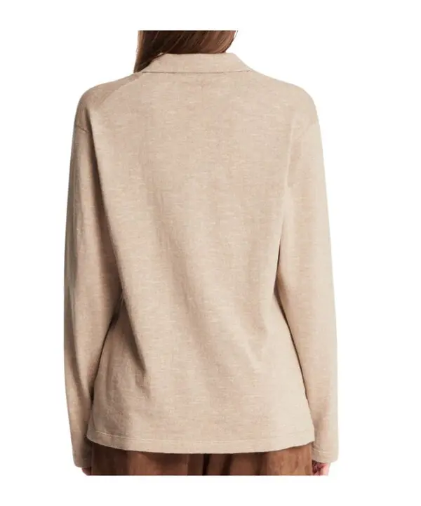 THE ROW Niosa Top Long Sleeve Polo Shirt - Nude