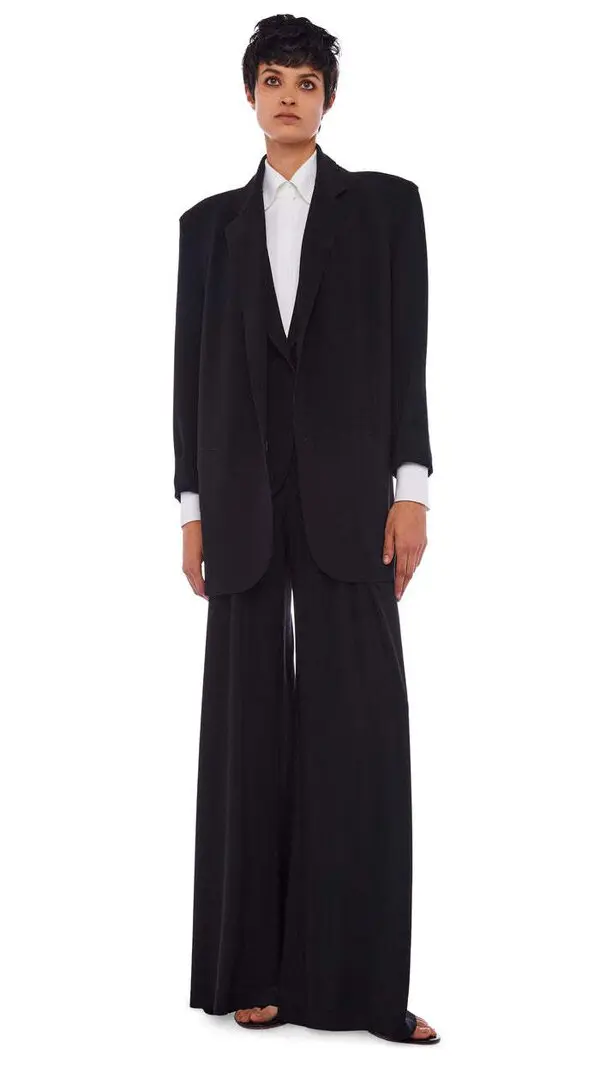 Norma Kamali Notched Lapel Belted Blazer