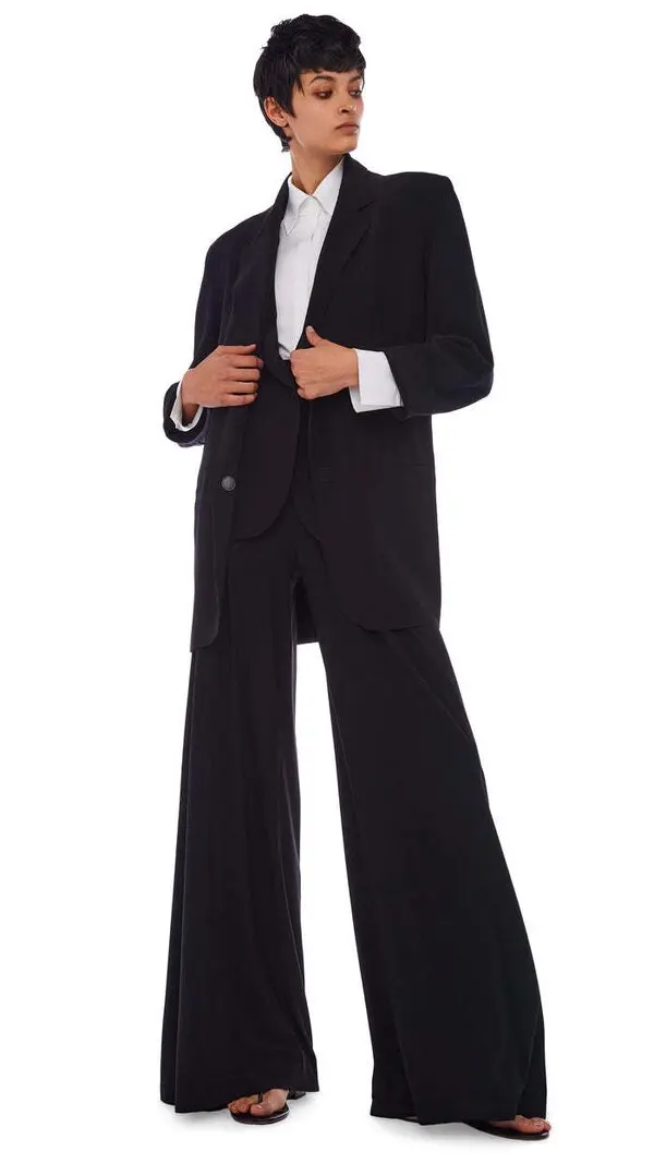 Norma Kamali Notched Lapel Belted Blazer