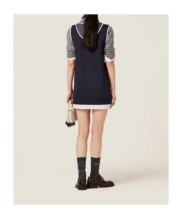 Miu Miu Sleeveless Jacquard Logo Mini Dress