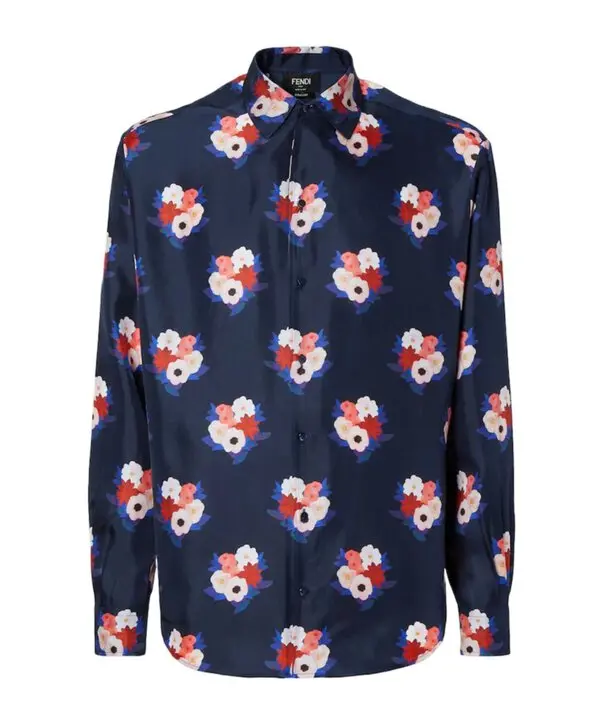 Fendi Floral Print Long-sleeve Shirt - Blue
